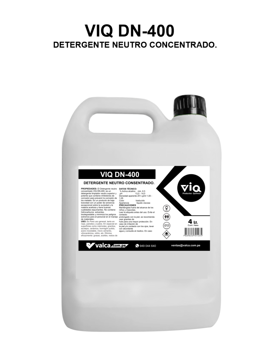 DETERGENTE NEUTRO CONCENTRADO DN-400 4L | Corporación Valca